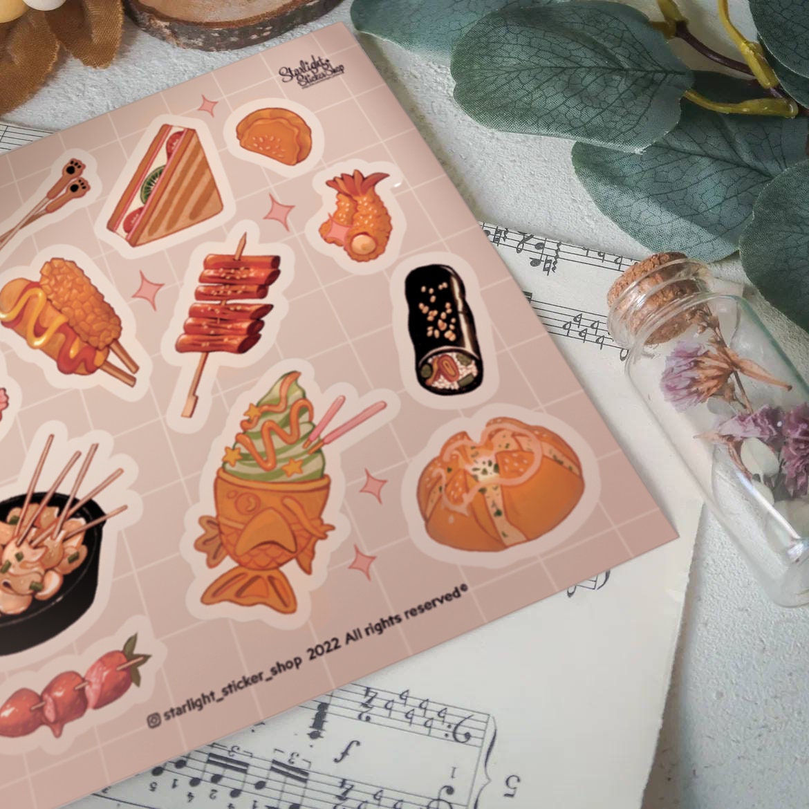 Korean Food Sticker Pack | Kawaii Food Stickers | Korean Street Food ...