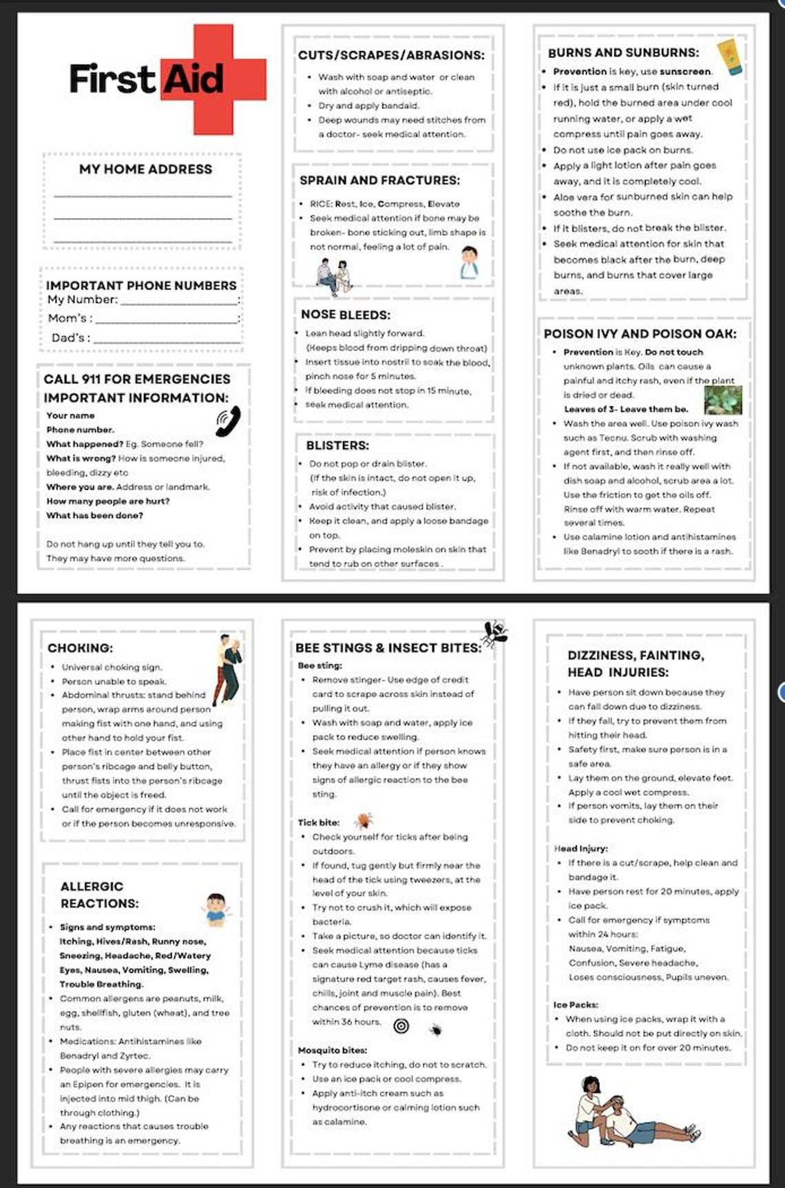 Basic First Aid Pamphlet, Great for Teaching Kids + Build a First Aid ...