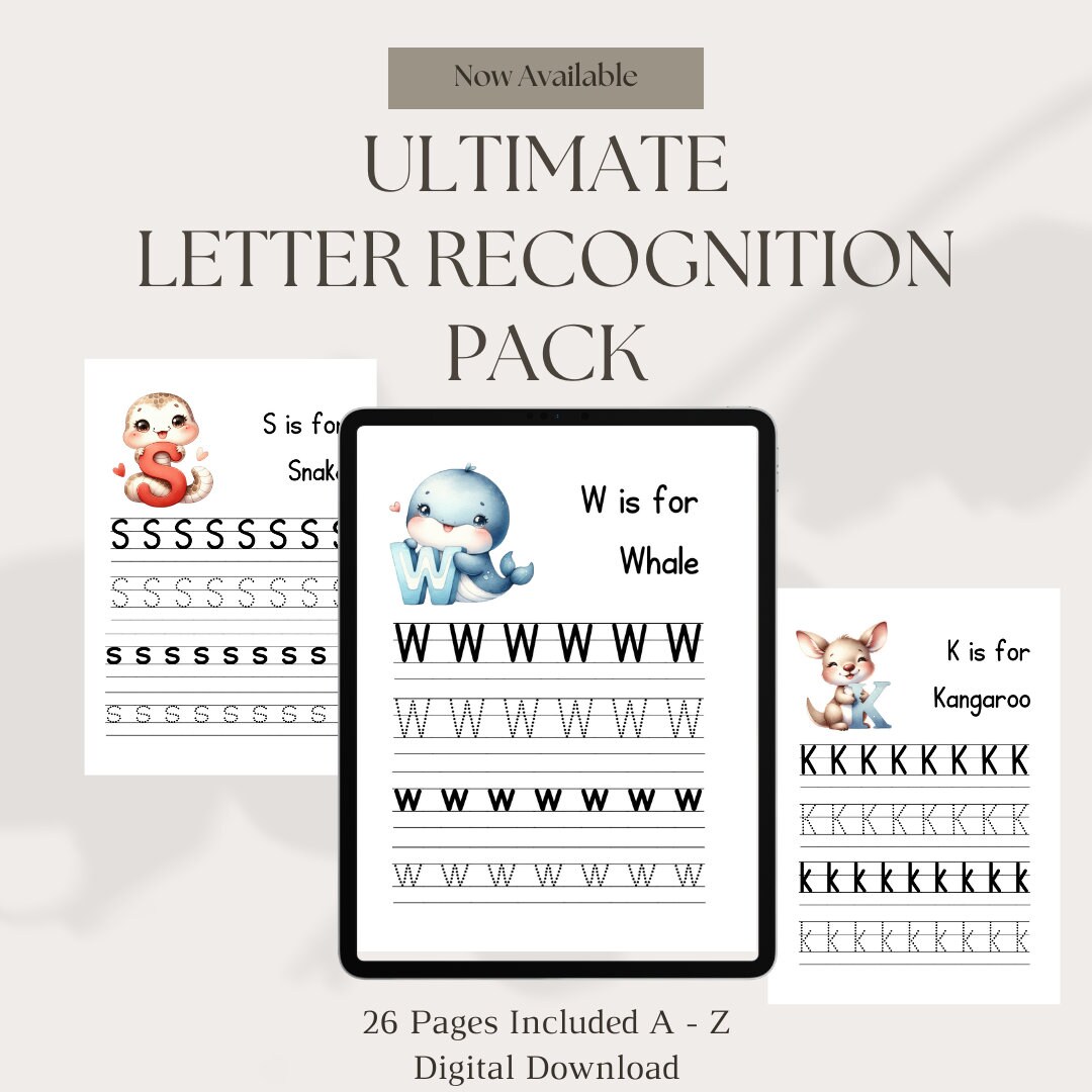 Fun Letter Recognition and Tracing Practice Sheets Instant Download ...