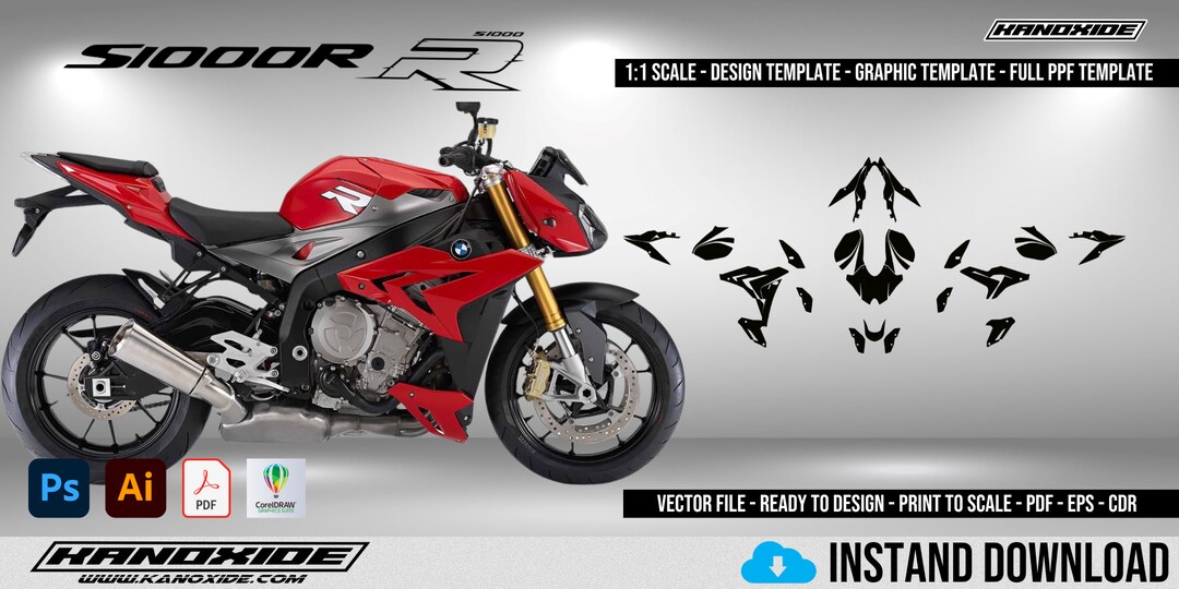 BMW S1000R 2013-2016 1:1 Scale Template - Design Vector Digital ...