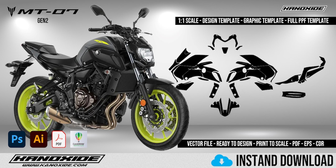 YAMAHA MT07 2018-2020 Scale Template - Design Vector Digital Download ...