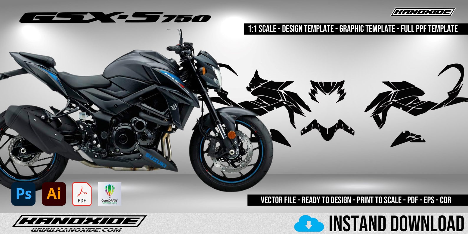Suzuki GSX-S 750 2019 Z 1.1 Scale Template - Design Vector Digital ...