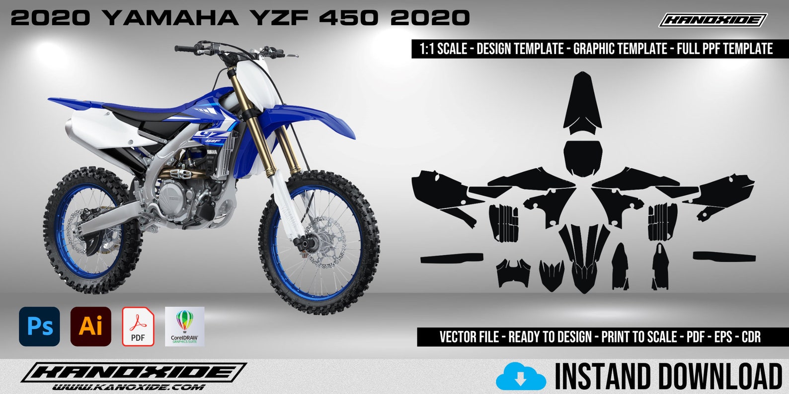 2020 YAMAHA YZF 450 1.1 Scale Template - Design Vector Digital Download ...