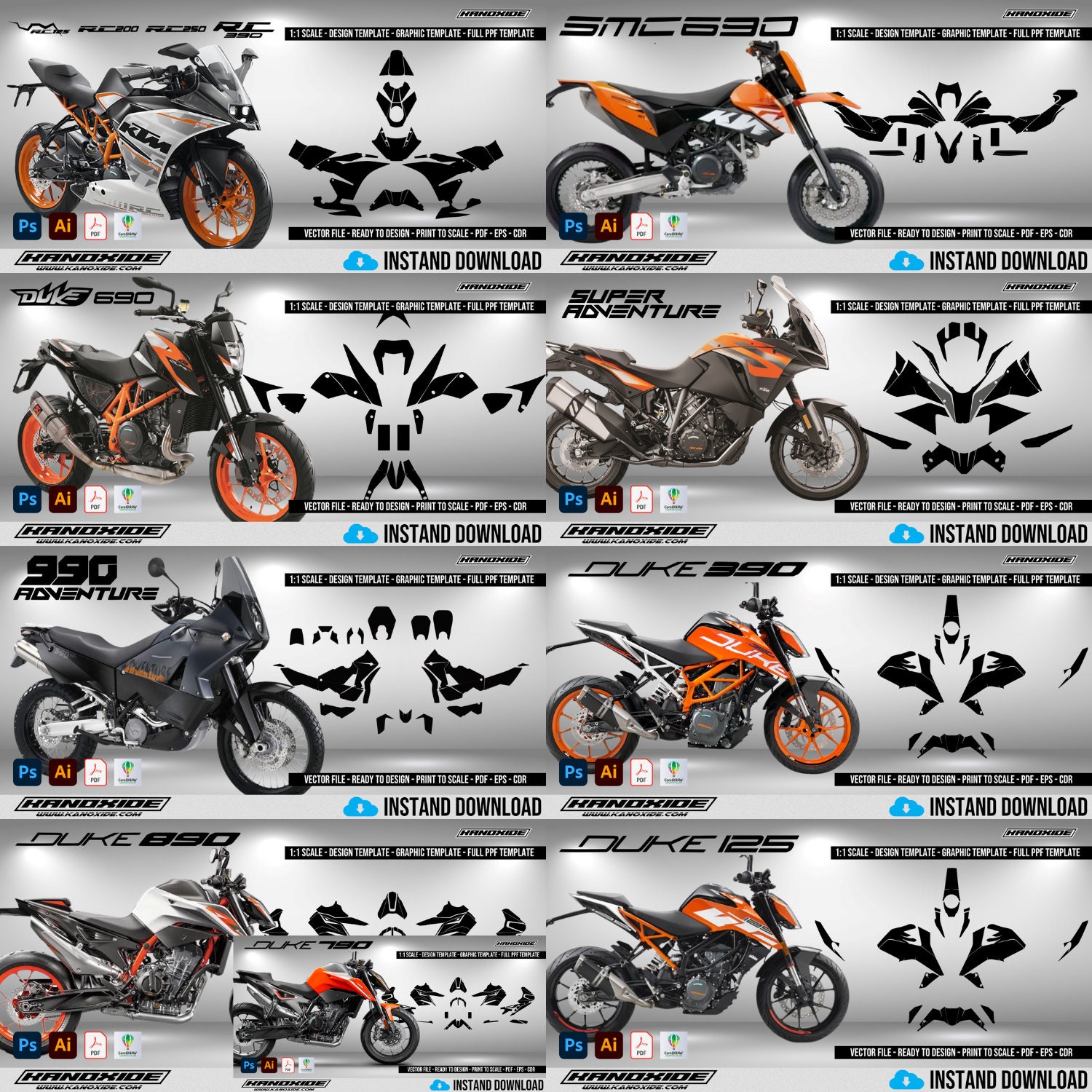 KTM Motorcycles Complete BUNDLE - Wrap Template - Scale Template ...