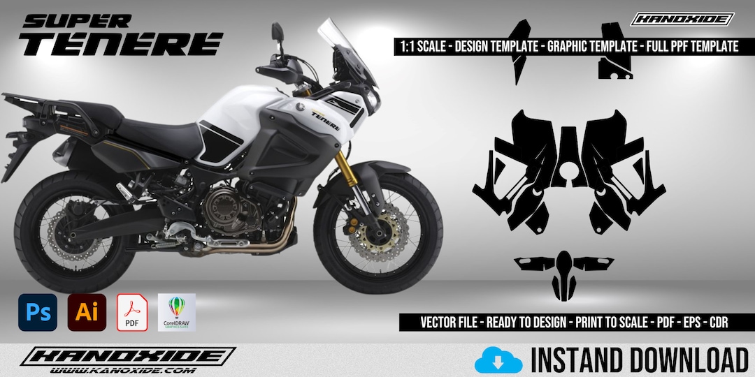 YAMAHA SUPER TENERE Full 1:1 Scale Template - Design Vector Digital ...