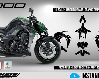 KAWASAKI NINJA 400 2018-2022 1.1 Scale Template - Design Vector Digital ...
