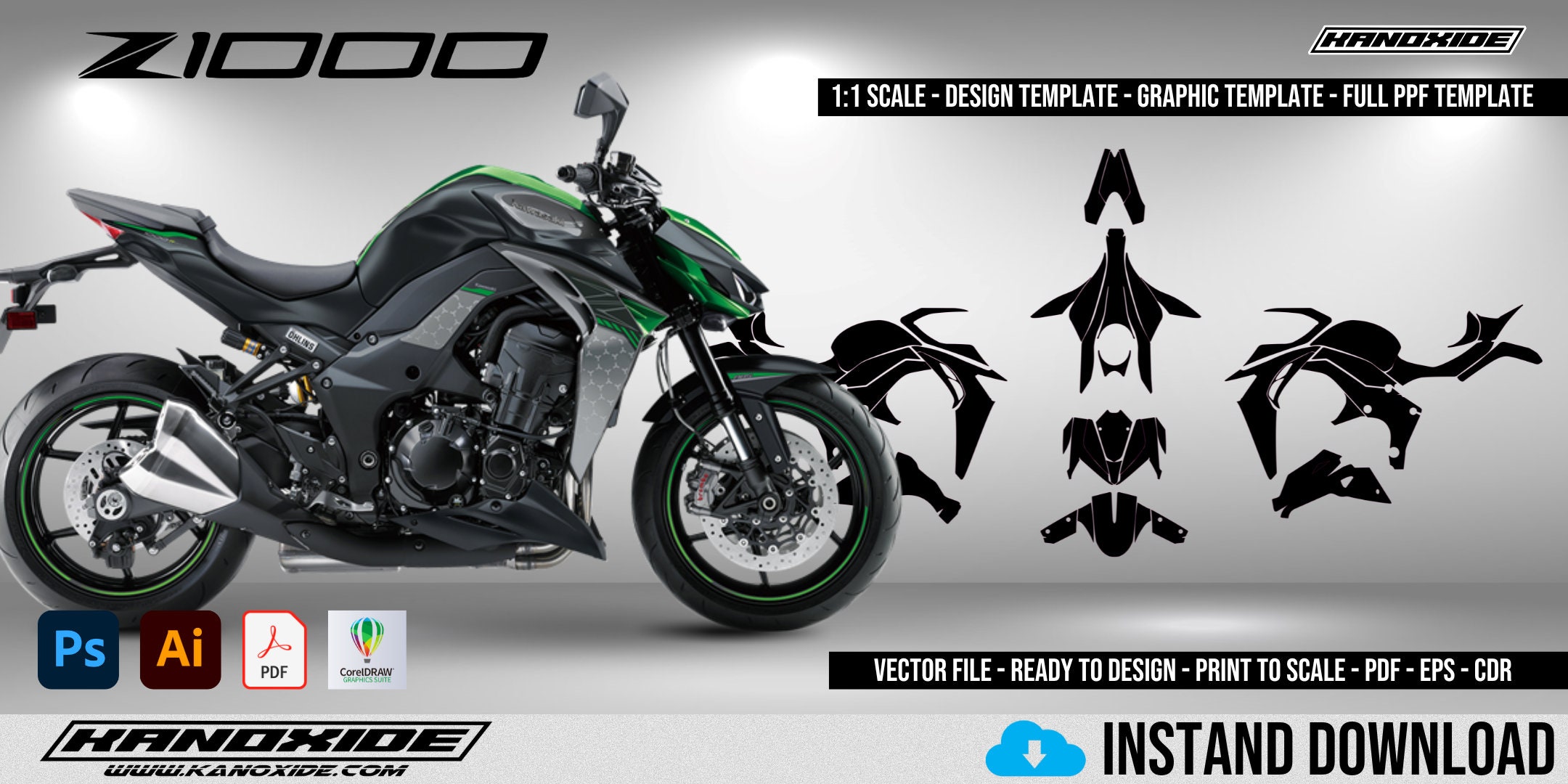 Z1000R 2020 1.1 Scale Template Design Vector Digital Download Full Moto ...