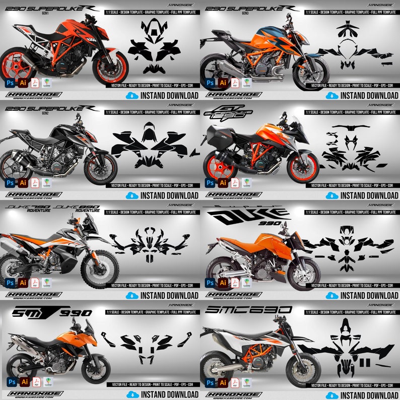 KTM Motorcycles Complete BUNDLE - Wrap Template - Scale Template ...