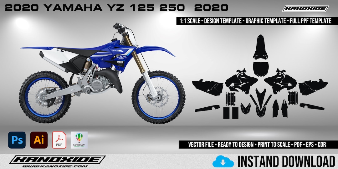 2020 YAMAHA YZ 125 250 1.1 Scale Template - Design Vector Digital ...