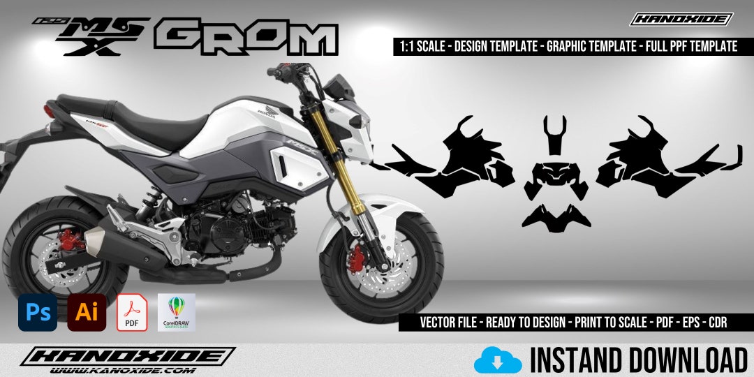 Honda MSX 125 Grom_2017 1:1 Scale Template - Design Vector Digital ...