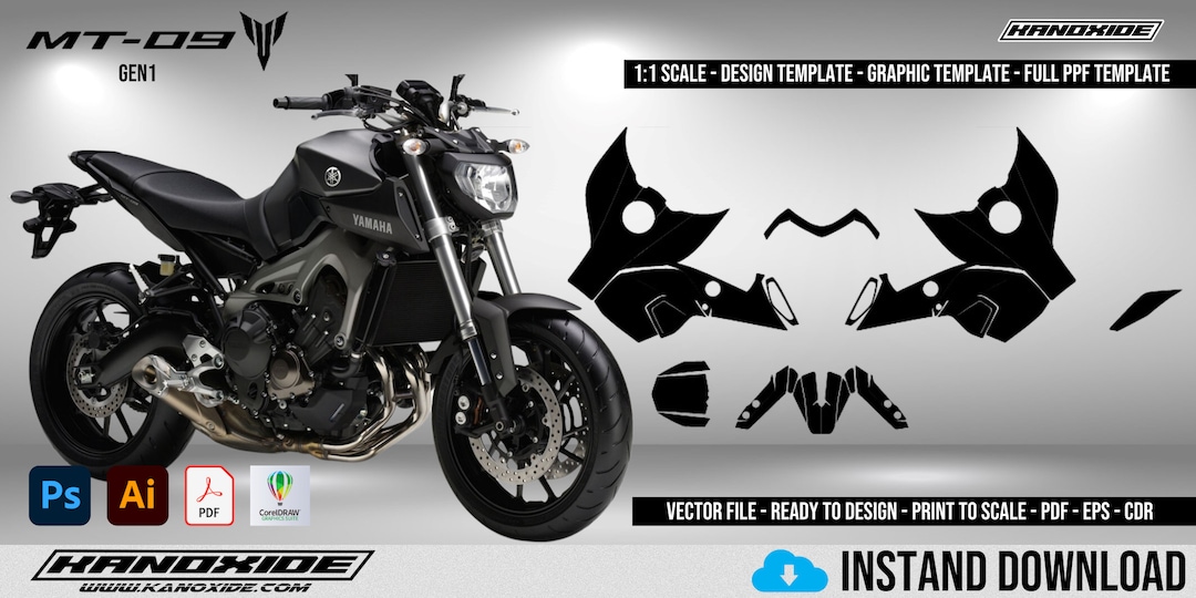 YAMAHA MT 09 2013-2016 Scale Template - Design Vector Digital Download ...