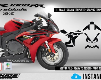 Honda CBR 600RR 2003 TO 2006 1:1 Scale Template - Design Vector Digital ...