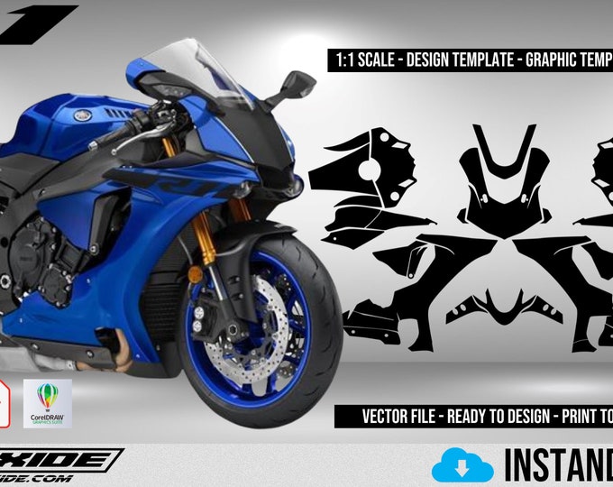 YAMAHA R1 2015-2019 Scale Template - Design Vector Digital Download ...