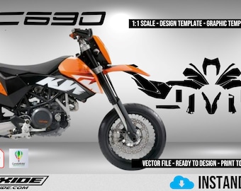 KTM 125 DUKE 2017-2020 1:1 Scale Template Design Vector Digital ...