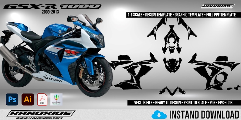 SUZUKI GSXR 1000 09-13 1.1 Scale Template - Design Vector Digital ...