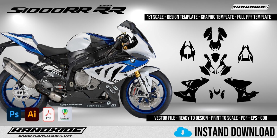BMW S1000RR 2013 2014 1:1 Scale Template - Design Vector Digital ...