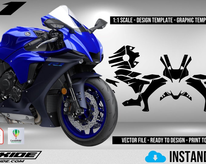 YAMAHA R1 2015-2019 Scale Template - Design Vector Digital Download ...