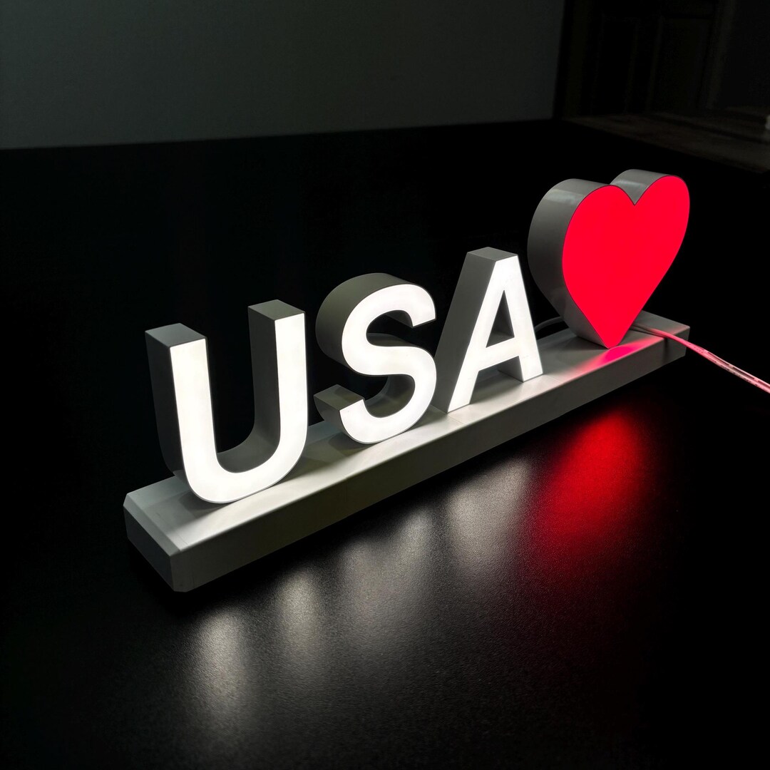 USA' With Magnetic Light up Letters, Illuminated Letters, America ...
