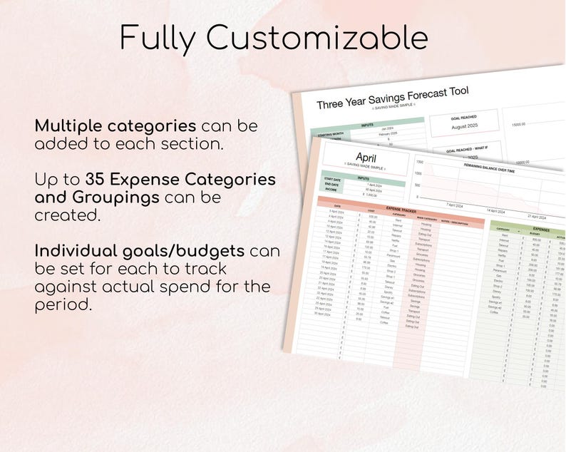 Expense Tracker Spreadsheet for Google Sheets, Expense Tracker Template ...