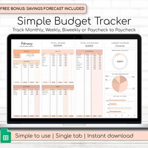 Simple Budget Planner Google Sheets, Budget by Paycheck, Financial ...