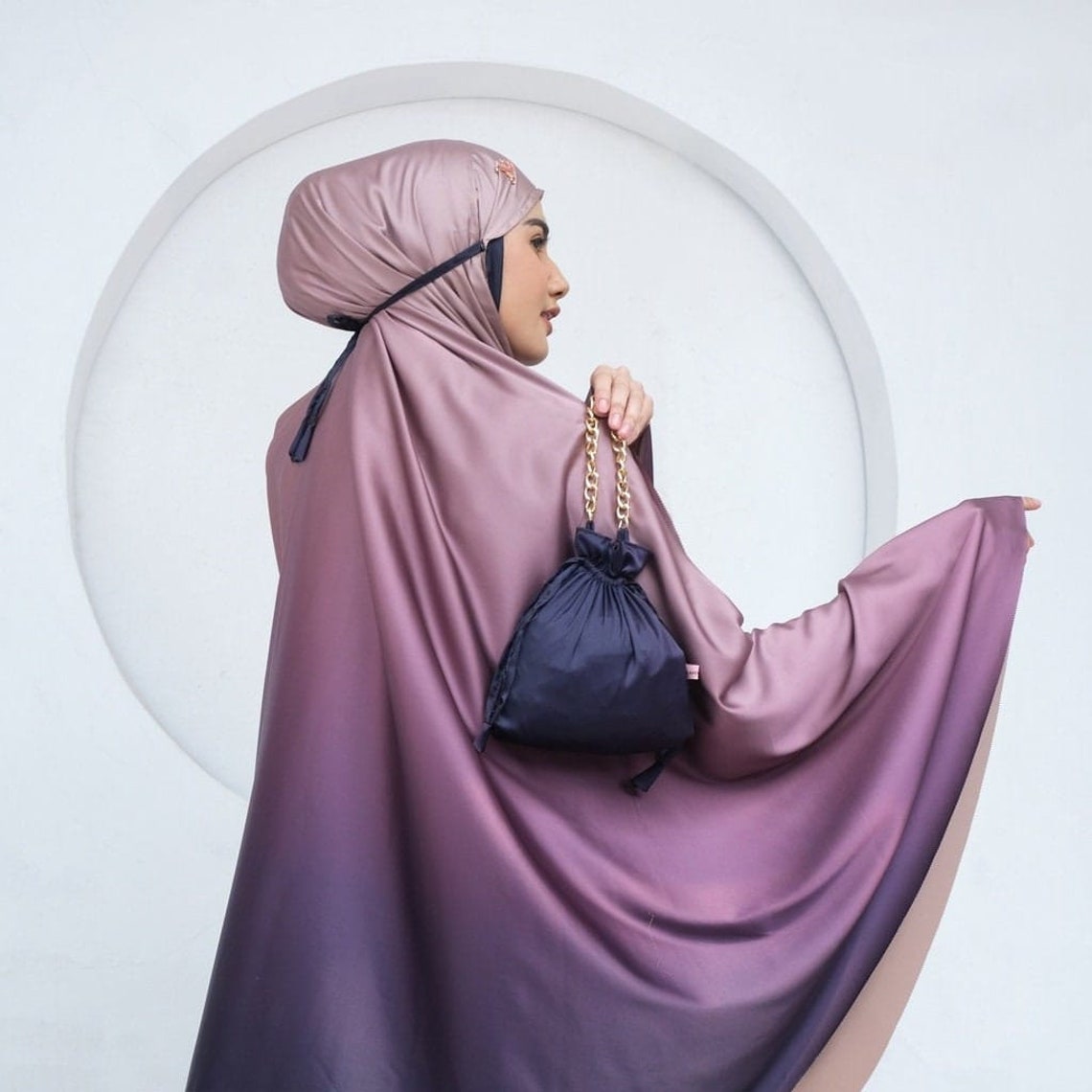 Elegance Muslim Prayer Dress One Set Satin Silky Gradation - Muslim ...