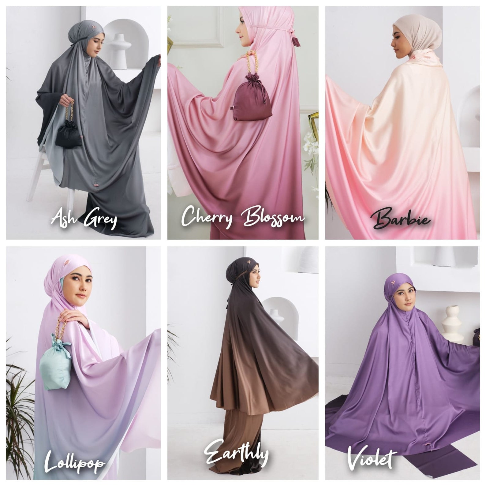 Elegance Muslim Prayer Dress One Set Satin Silky Gradation Muslim ...