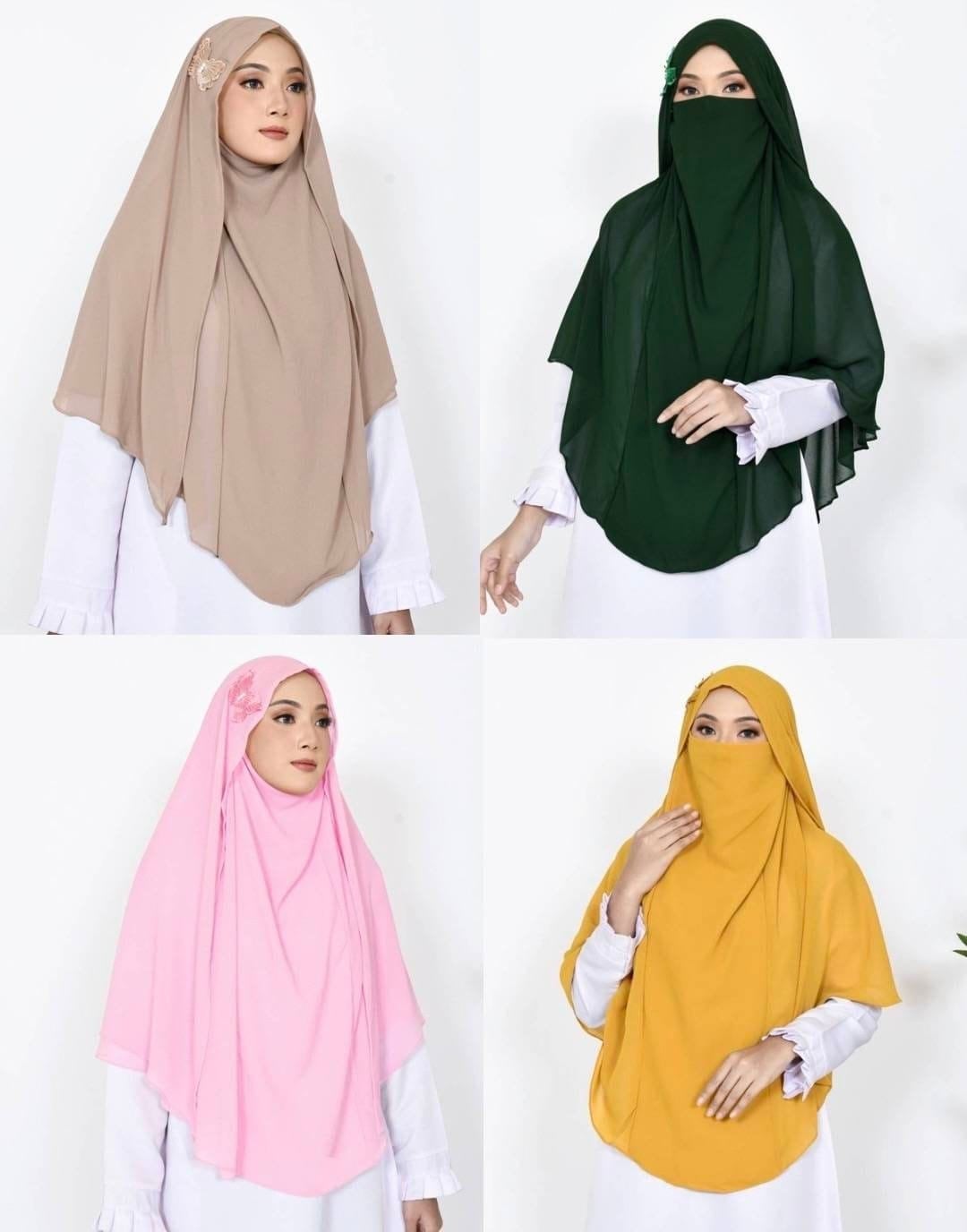 Beautiful Instant Khimar Niqab With Butterfly Ornament - Indonesian ...