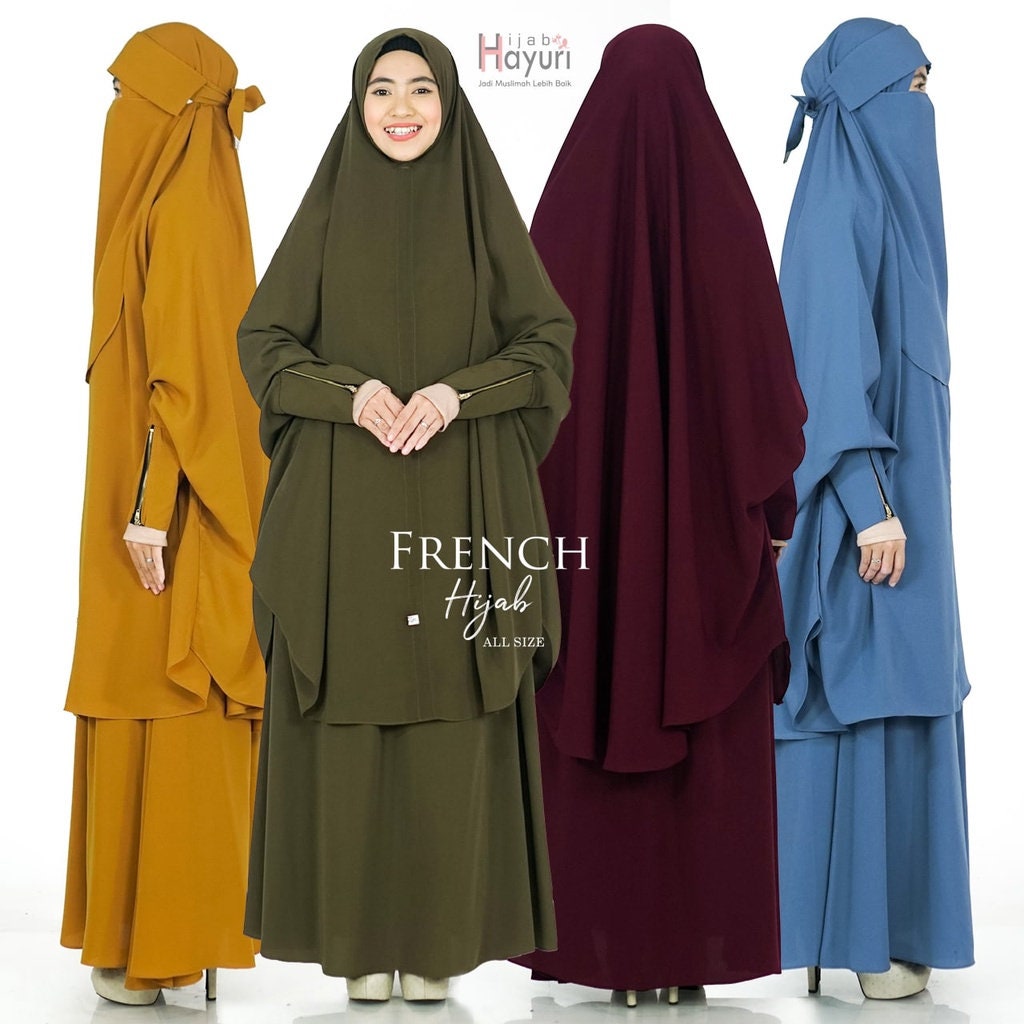 Comfort Simply One Set French Khimar With Skirt Muslim Fashion Syari ...