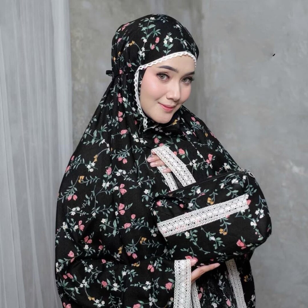 Floral Cotton Muslim Prayer Dress Set: Indonesian Mukena - Etsy
