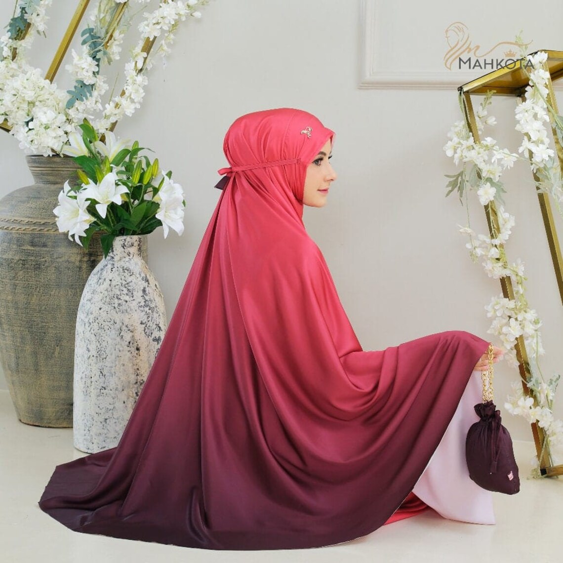 Elegance Muslim Prayer Dress One Set Satin Silky Gradation - Muslim ...