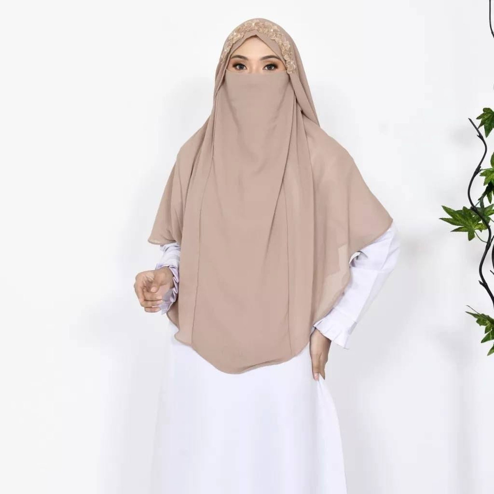 Beautiful Instant Khimar Niqab With Flower Accent Indonesian Local ...