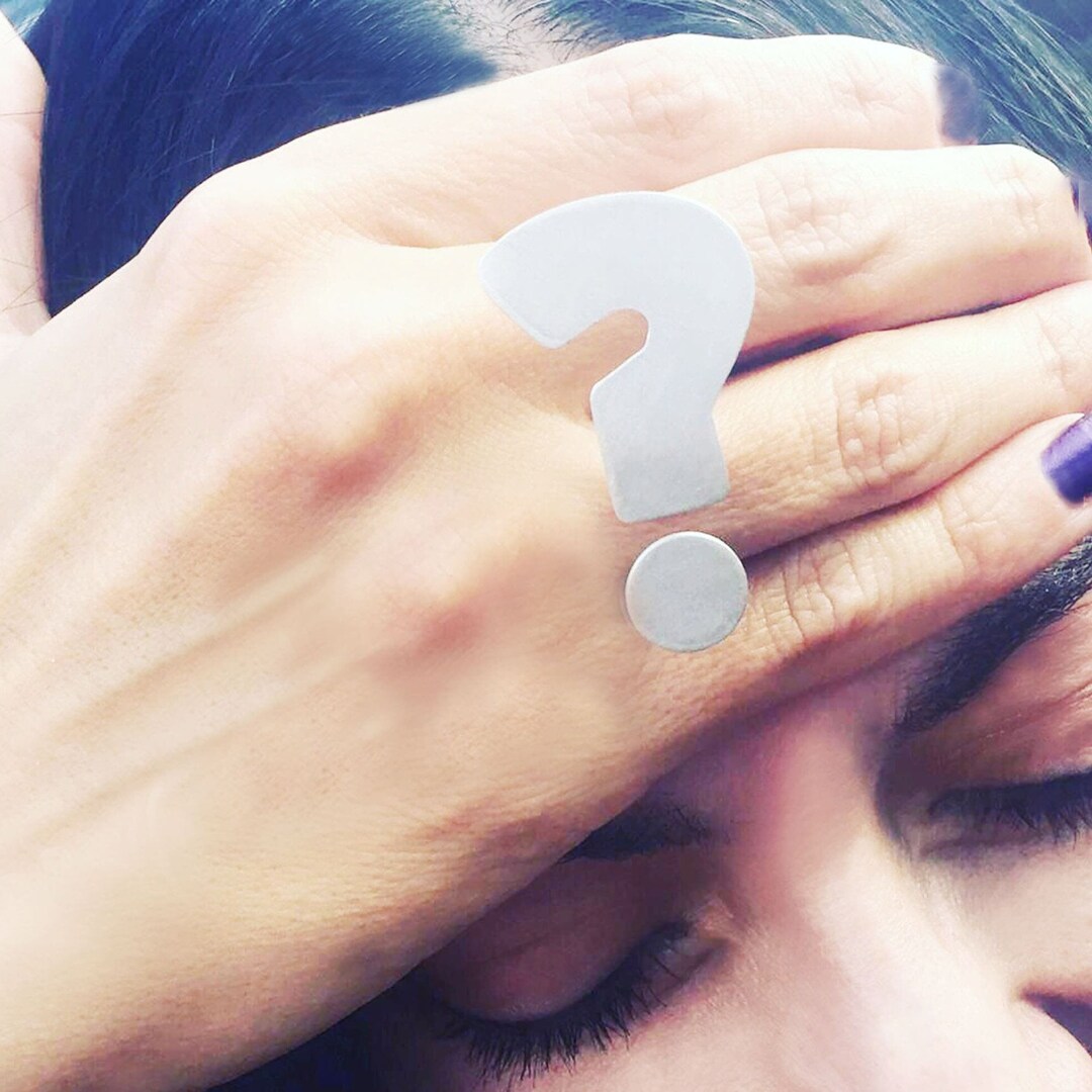 Fun Question Mark Statement Open Ring Handmade Typography Design ...