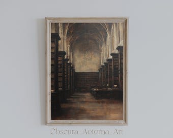 Dark Academia Aesthetic Wall Art - Vintage Gothic Library Print ...