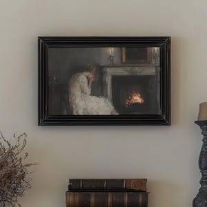 Melancholic Reflection | Dark Academia Print, Moody Fireplace Art ...