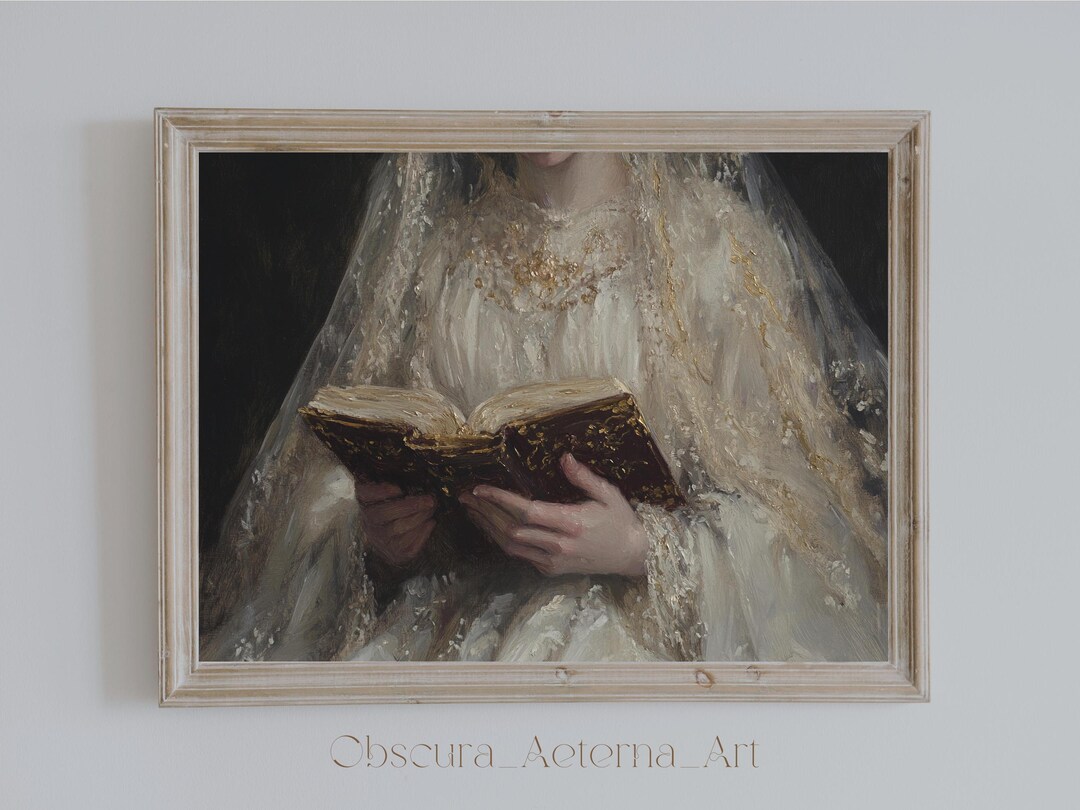 Enchanted Reader | Dark Academia Print, Vintage Book Art, Romantic Gothic Printable, Victorian ...