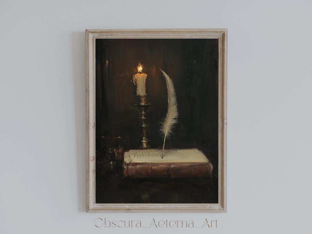 Ethereal Quill | Dark Academia Art Print, Antique Candlelight Printable ...