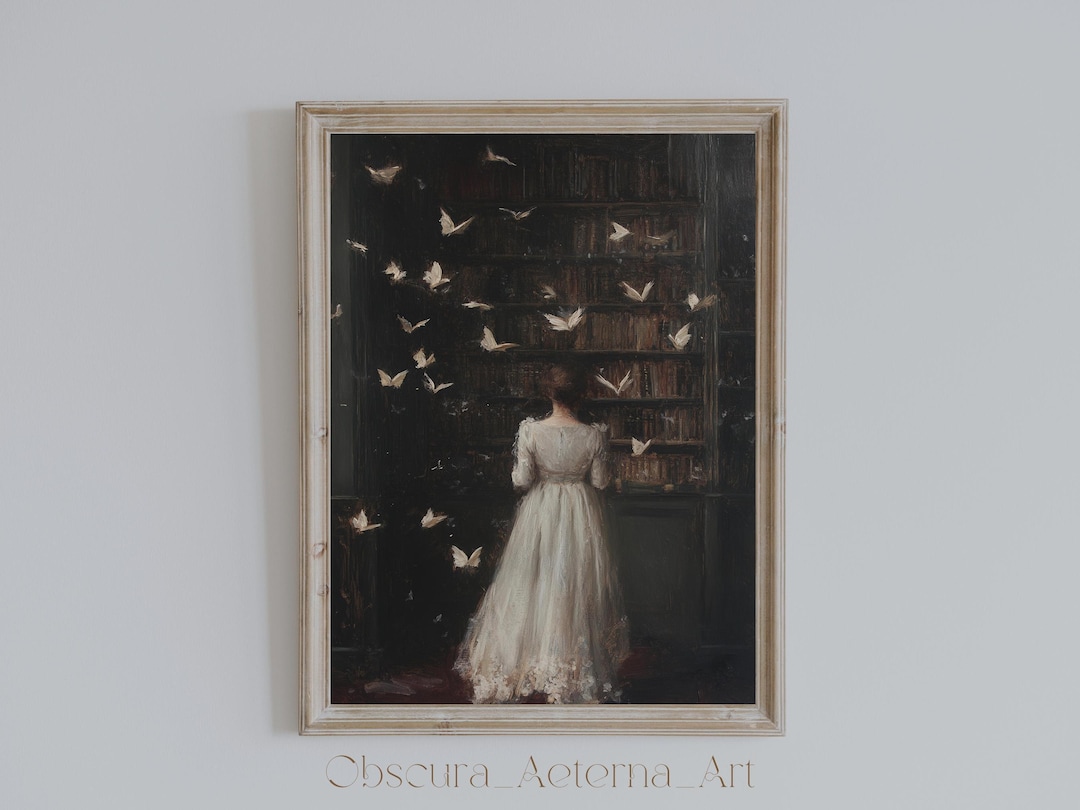Dark Academia Art Print: Enchanted Library, Gothic Decor (digital ...