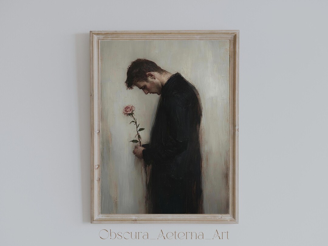 Melancholic Reflection | Dark Academia Print, Moody Aesthetic Wall Art ...