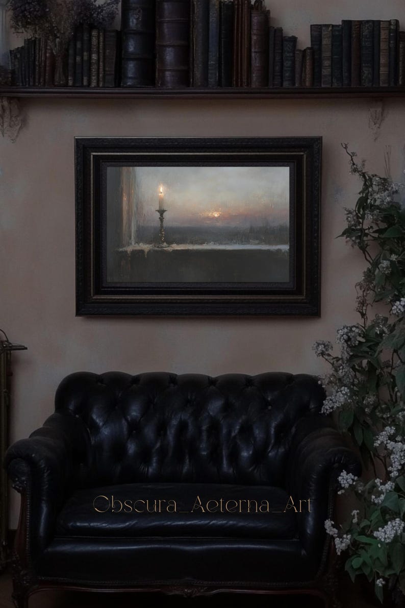 Evening Solitude | Dark Academia Printable, Moody Candlelit Art ...