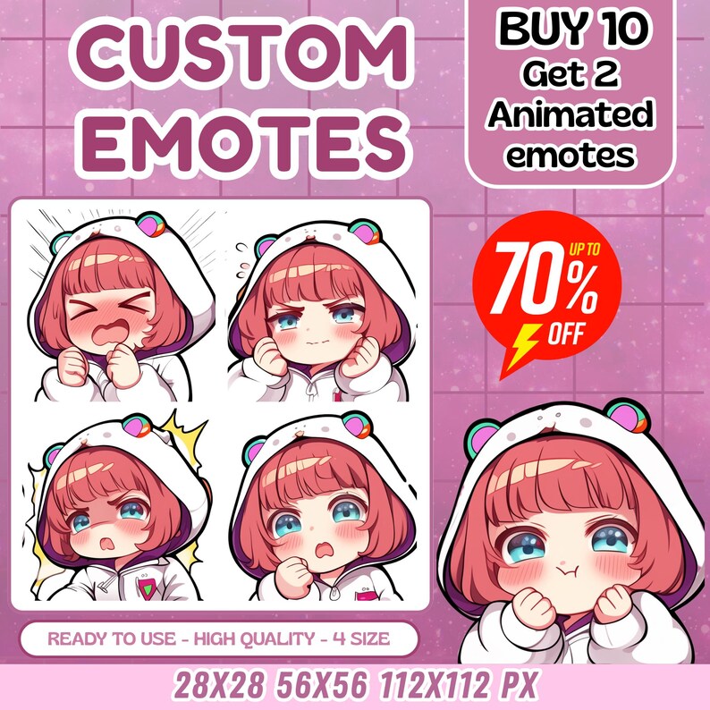 Custom Chibi Twitch Emotes | Cute Animated Emote Pack for Twitch ...