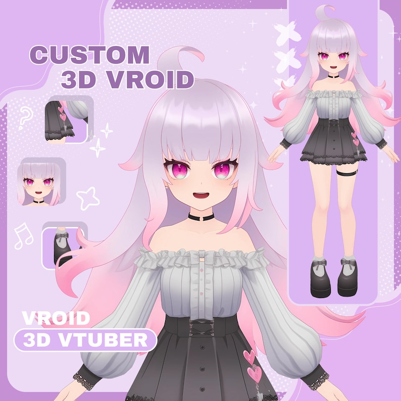 Custom 3D Vtuber Model | Vroid Character Design, Full Body Rigging - Etsy