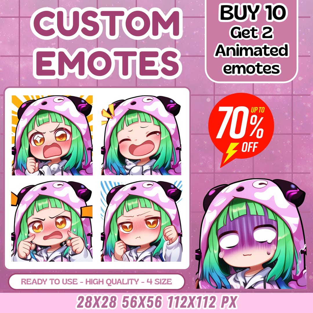 Custom Chibi Twitch Emotes | Cute Animated Emote Pack for Twitch ...