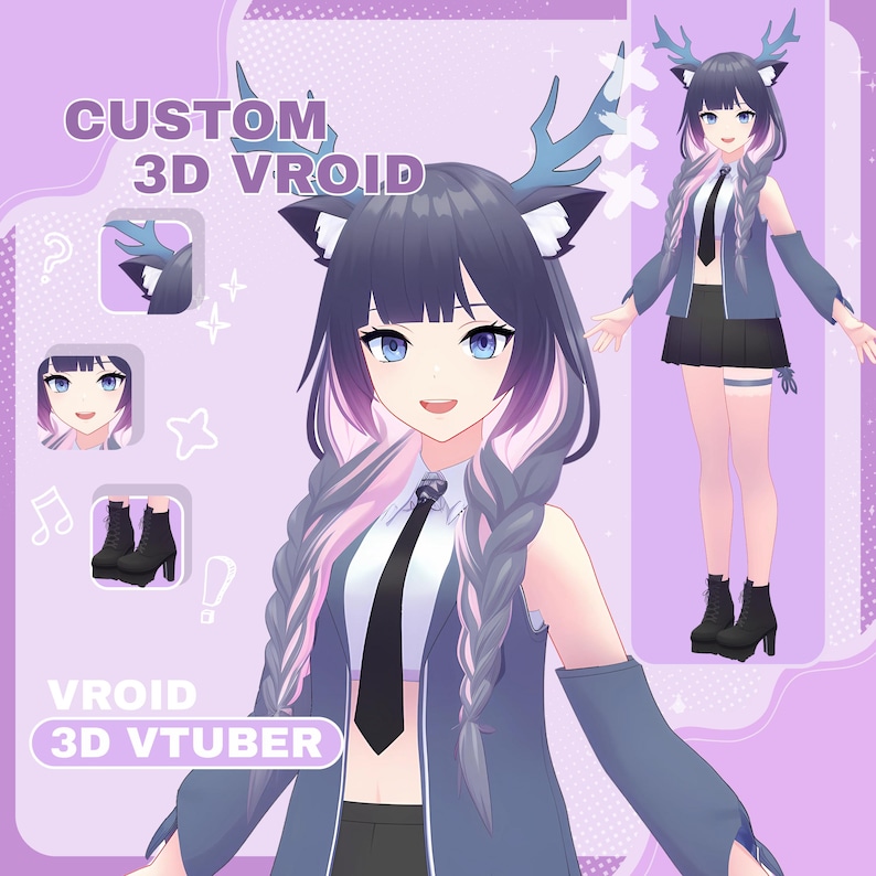 Vtuber 3D Custom Model | Vroid Character Design - Etsy