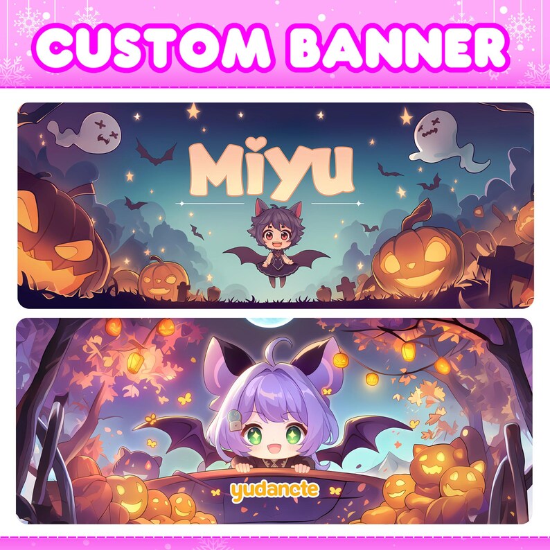 Custom Chibi Twitch Banner | Anime Illustration Banner Design - Etsy