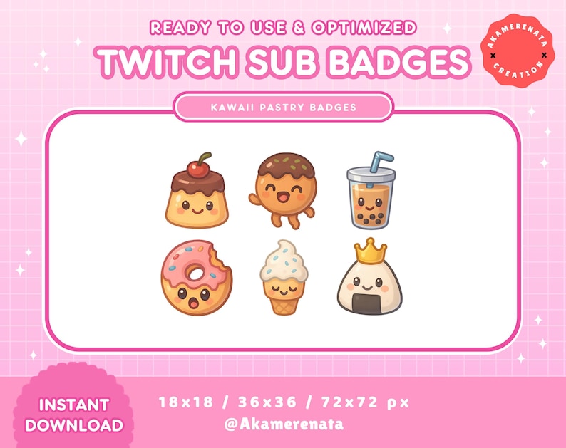 Kawaii Dessert Twitch Sub Badges | Pastry Icons (digital Download) - Etsy