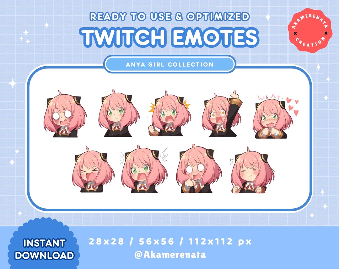 Anya Forger Emotes 9x | Anya Emotes | Emotes Set | Discord Stickers ...