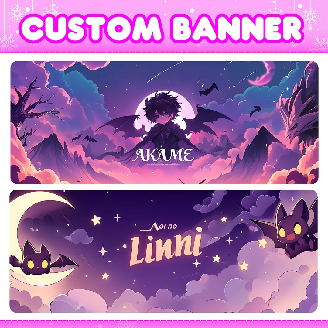CUSTOM TWITCH BANNER | Custom Chibi Cute Banner, Banner Design, Youtube ...