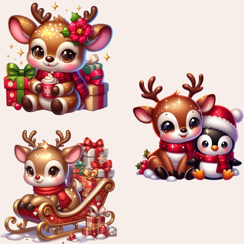 19 Christmas Reindeer Clipart, Cute Christmas Reindeer PNG, Reindeer ...