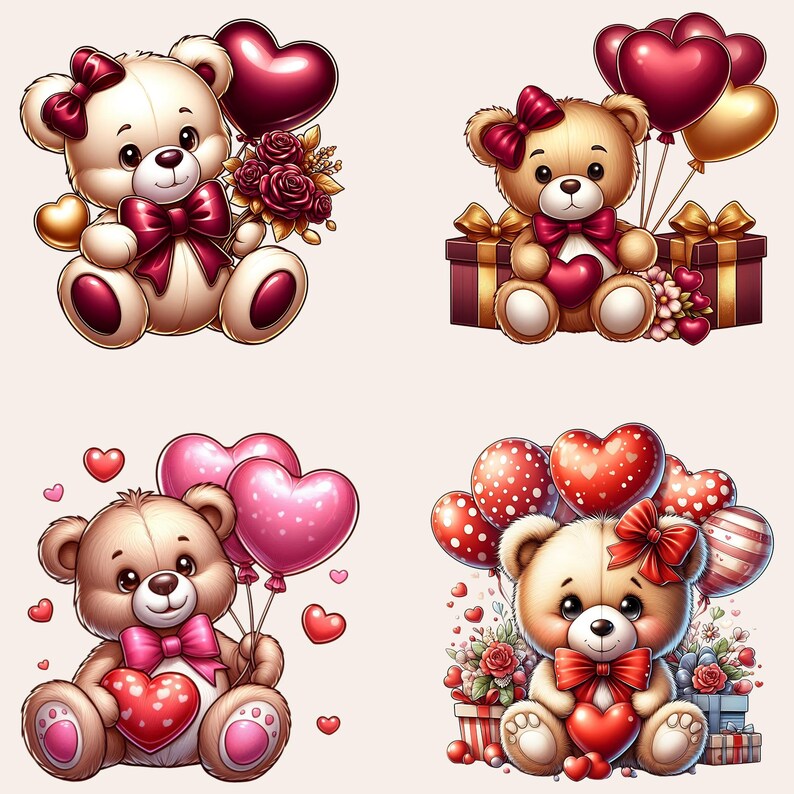 17 Valentine's Day Teddy Bear Clipart, Teddy Bear With Balloons Clipart ...