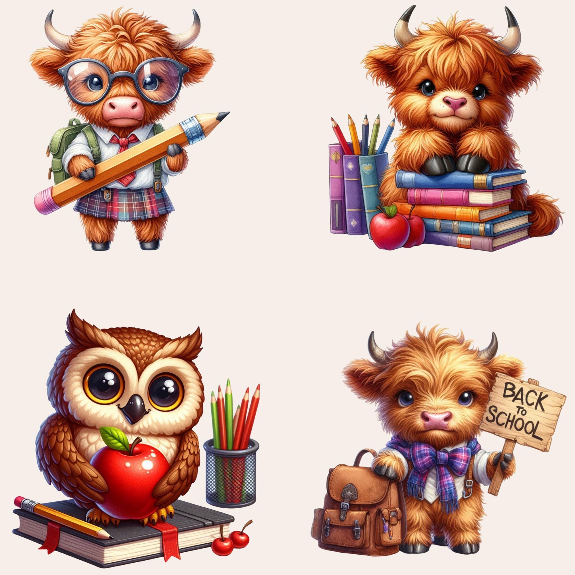 22 Cute School Animals Clipart, Back to School Animals Clipart, School ...